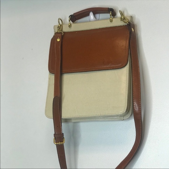 Bags | Cream And Brown Moda Italiana Bag | Poshmark